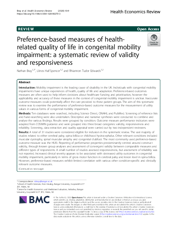 (PDF) Preference-based measures of health-related quality of life in congenital mobility ...