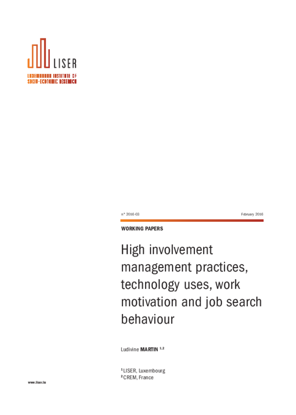 (PDF) High Involvement Management Practices, Technology Uses, Work ...