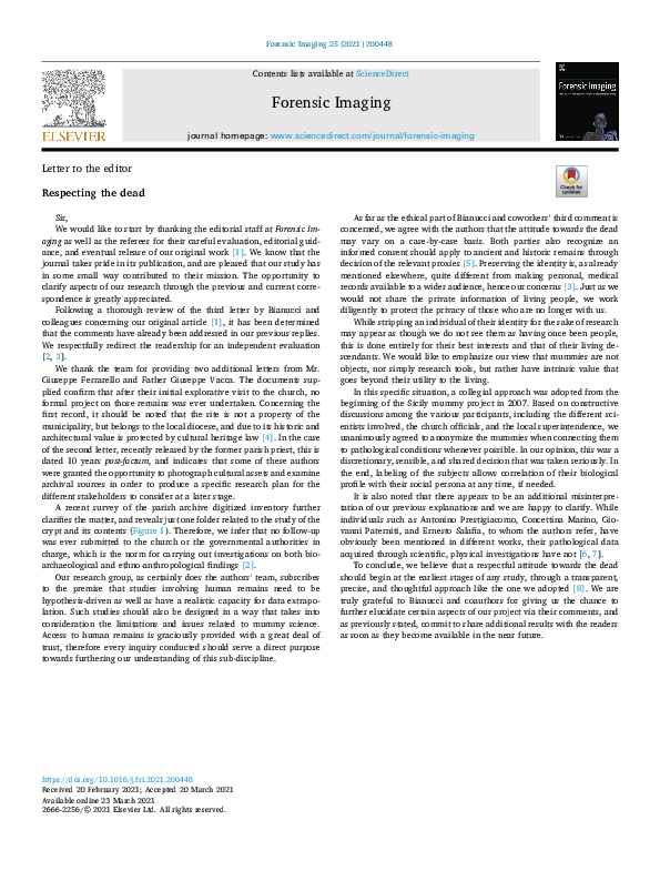 (PDF) Respecting the dead