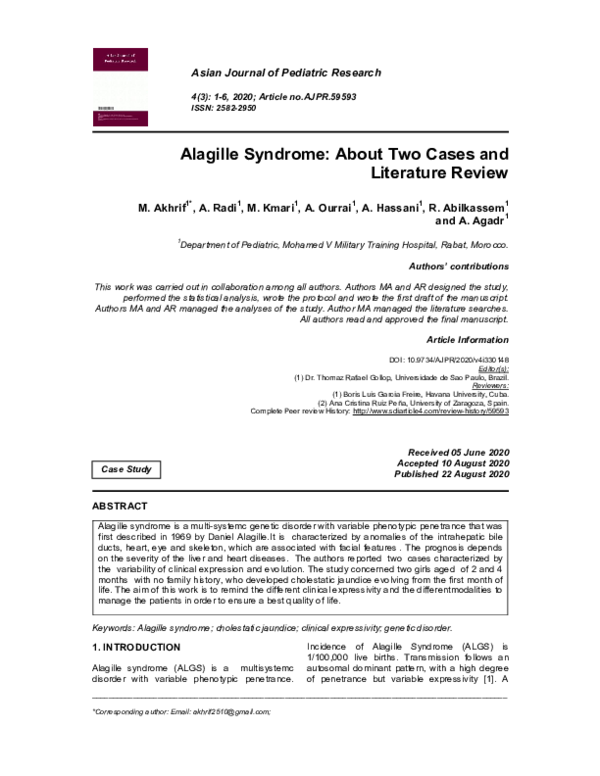 (PDF) Alagille Syndrome: About Two Cases and Literature Review ...