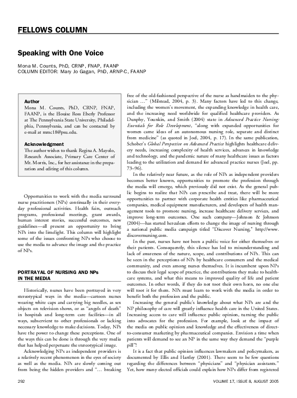 (PDF) Speaking with One Voice