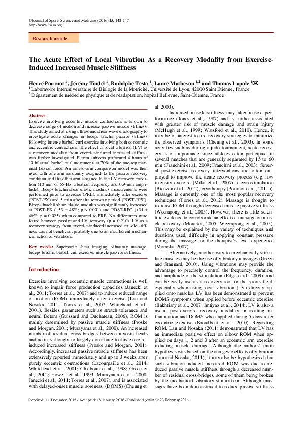 (PDF) The Acute Effect of Local Vibration As a Recovery Modality from ...