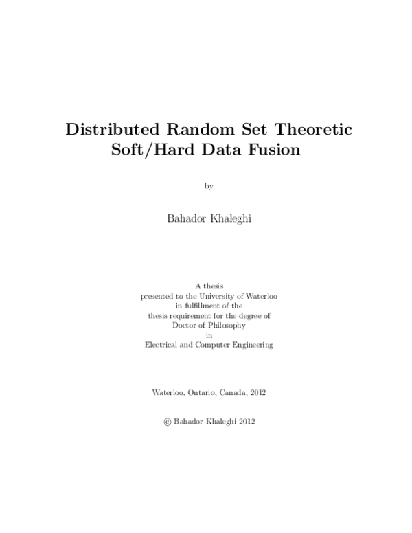 (PDF) Random set theoretic soft/hard data fusion framework