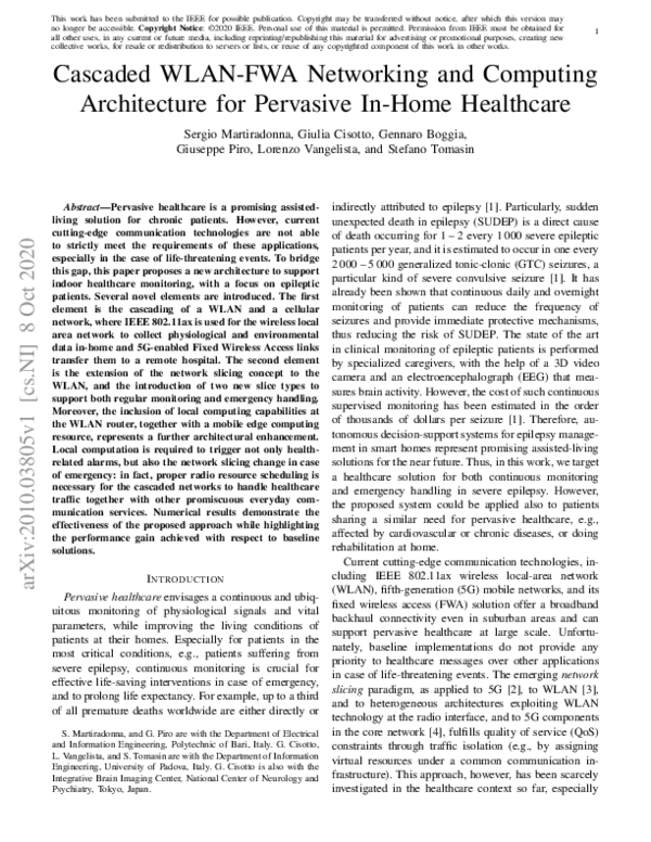 (PDF) Cascaded WLAN-FWA Networking and Computing Architecture for ...