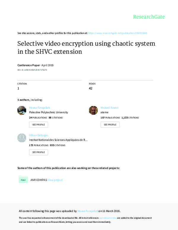 (PDF) Selective Video Encryption using Chaotic System in the SHVC extension