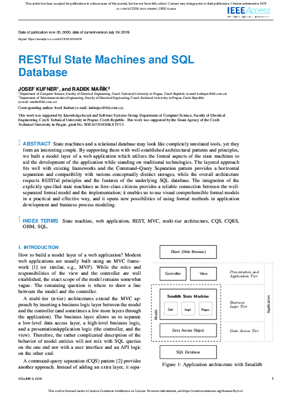 (PDF) RESTful State Machines and SQL Database