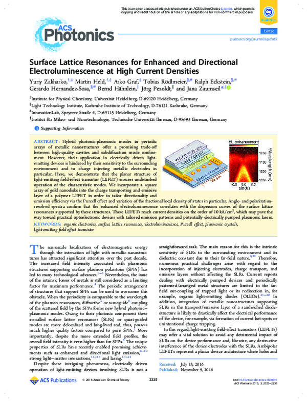 (PDF) Surface Lattice Resonances for Enhanced and Directional Electroluminescence at High ...