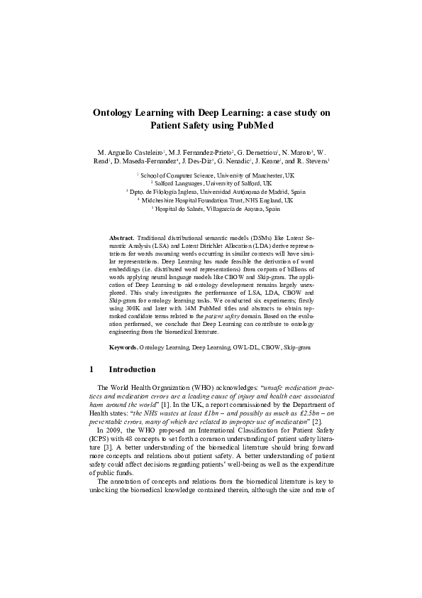 (PDF) Ontology Learning with Deep Learning: a Case Study on Patient Safety Using PubMed