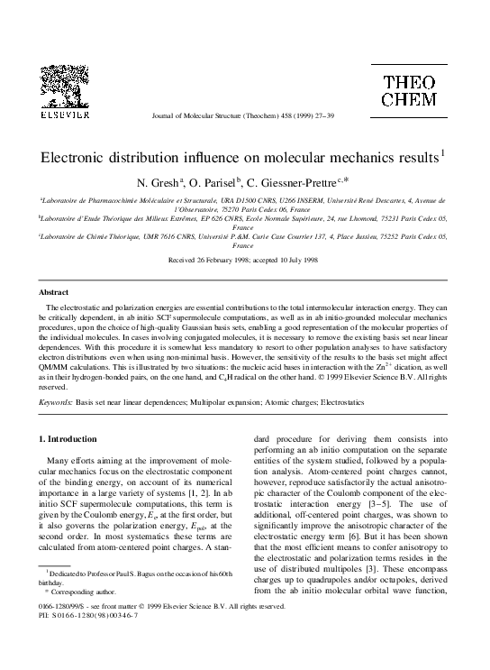 (PDF) Electronic distribution influence on molecular mechanics results