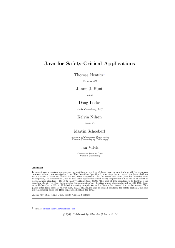 (PDF) Java for Safety-Critical Applications