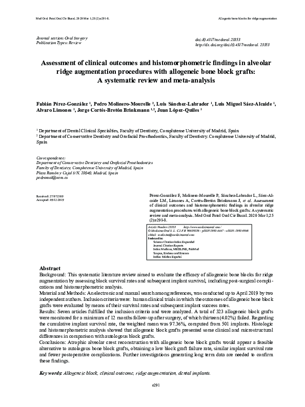 (PDF) Assessment of clinical outcomes and histomorphometric findings in alveolar ridge ...