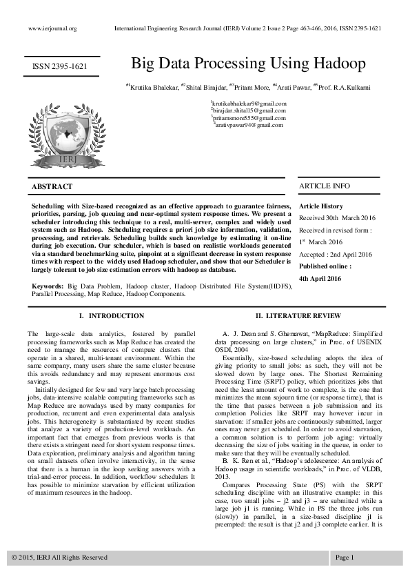 (PDF) 2395-1621 Big Data Processing Using Hadoop