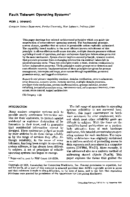 (PDF) Fault Tolerant Operating Systems