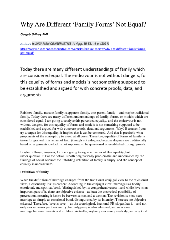 (PDF) Why Are Different 'Family Forms' Not Equal