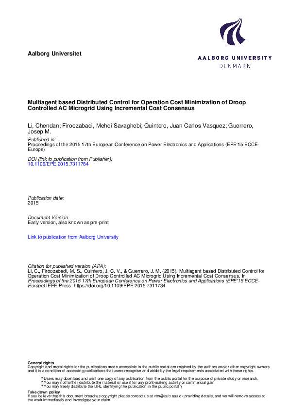 (PDF) Multiagent based distributed control for operation cost ...