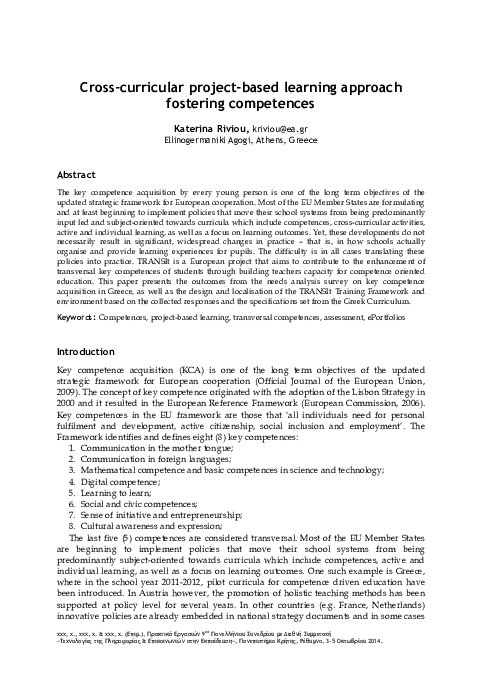 (PDF) Cross-curricular project-based learning approach fostering ...