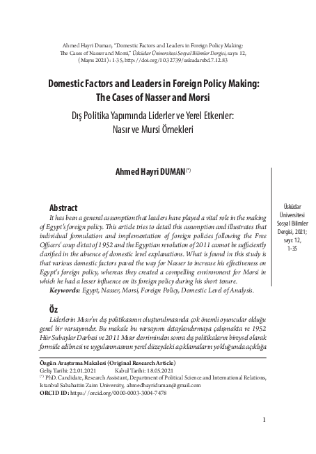 (PDF) Domestic Factors and Leaders in Foreign Policy Making: The Cases ...