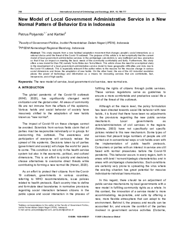 (PDF) New Model of Local Government Administrative Service in a New ...