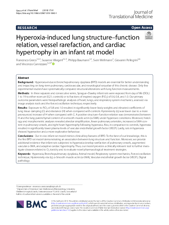 (PDF) Hyperoxia-induced lung structure–function relation, vessel ...