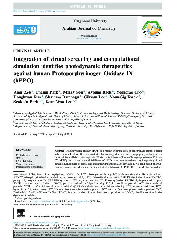 (PDF) Integration of virtual screening and computational simulation ...
