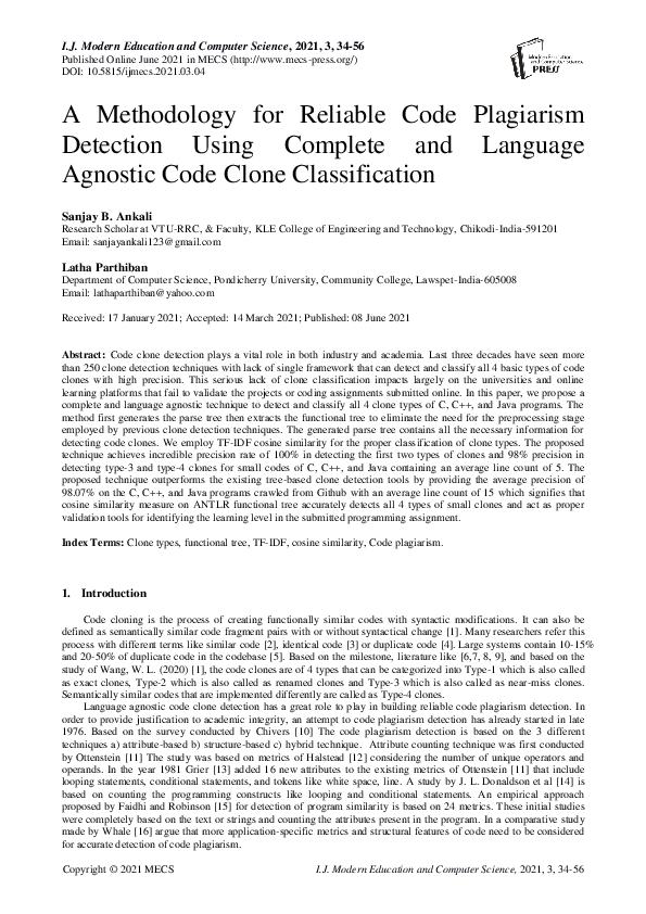 A Methodology For Reliable Code Plagiarism Detection Using Complete And Language Agnostic Code 