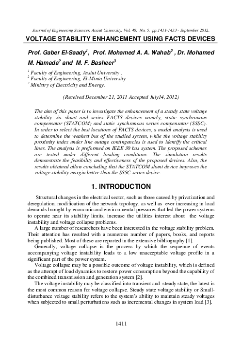 (PDF) Voltage Stability Enhancement Using Facts Devices