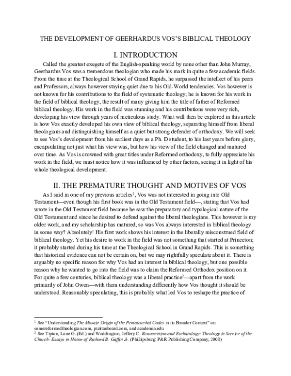 (PDF) The Development of Geerhardus Vos’s Biblical Theology