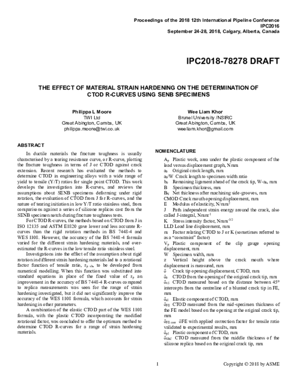 (PDF) The Effect of Material Strain Hardening on the Determination of ...