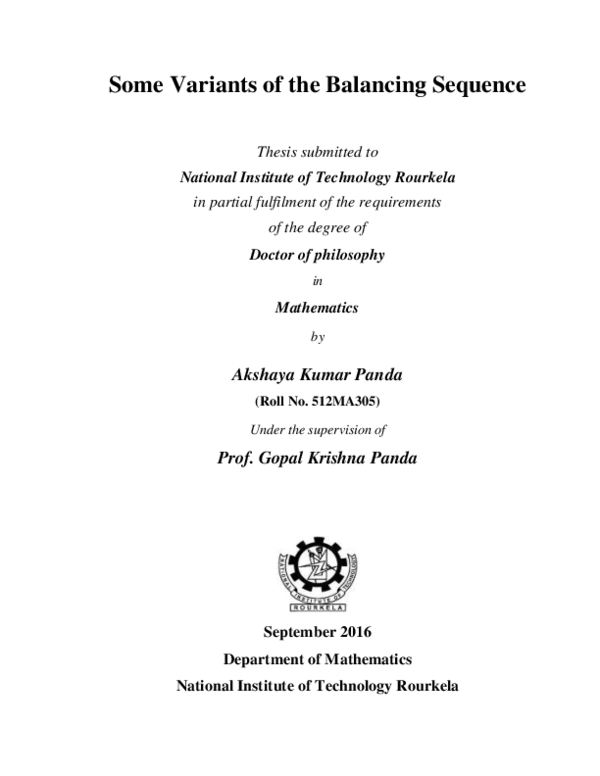 (PDF) Some Variants of the Balancing Sequence | Akshaya Kumar Panda - Academia.edu