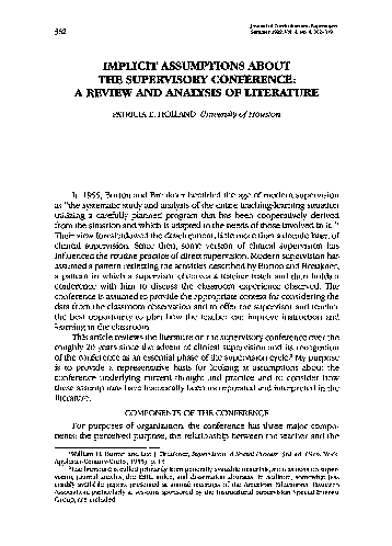 (PDF) Implicit Assumptions About the Supervisory Conference: A Review ...