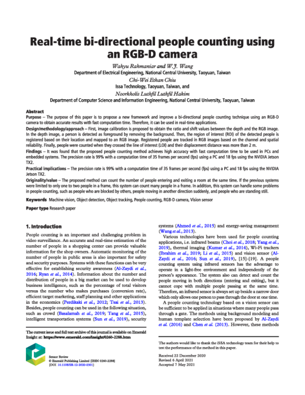 (PDF) Real-time bi-directional people counting using an RGB-D camera