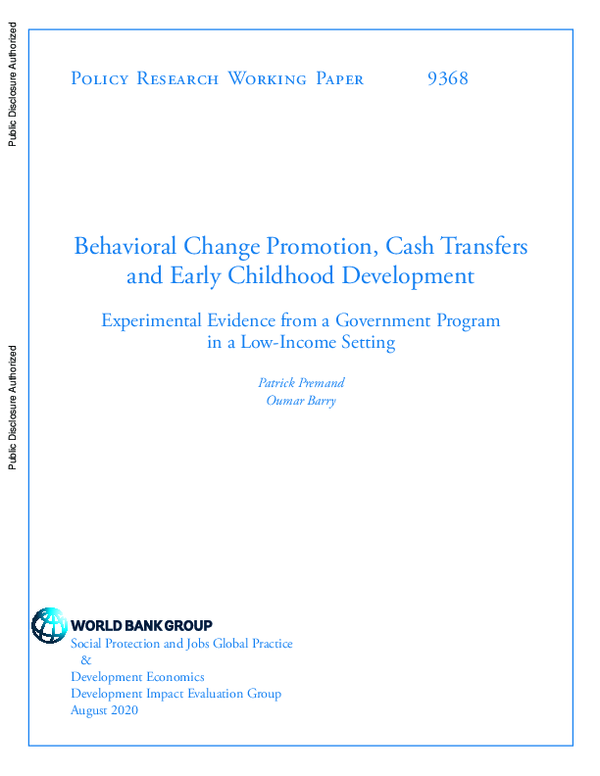 (PDF) Behavioral Change Promotion, Cash Transfers and Early Childhood ...