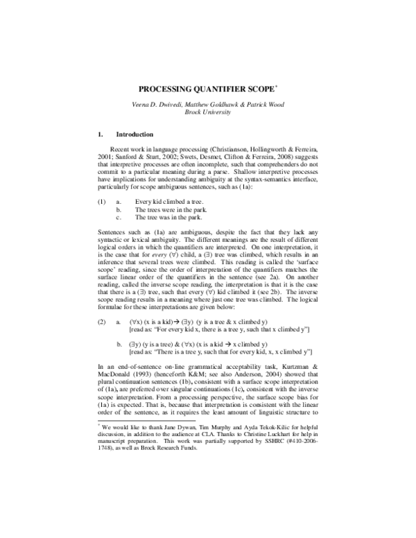 (PDF) Processing Quantifier Scope