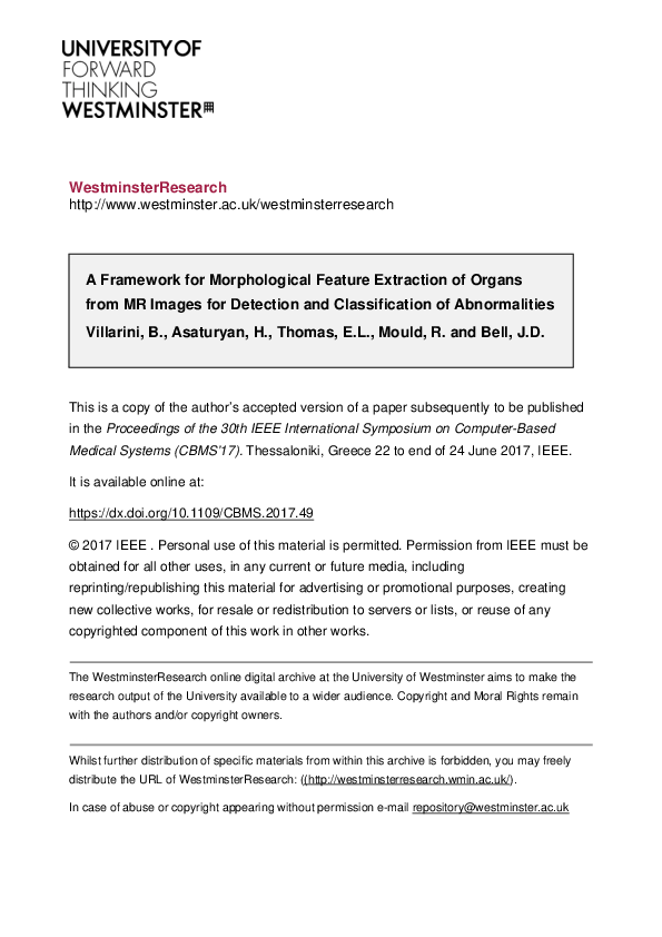 (PDF) A Framework for Morphological Feature Extraction of Organs from ...