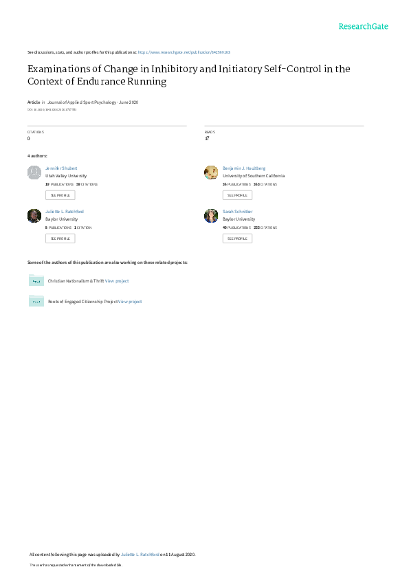 (PDF) Examinations of change in inhibitory and initiatory Self-Control ...