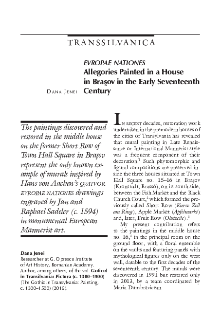 (PDF) Evropae nationes: Allegories Painted in a House in Brașov in the ...