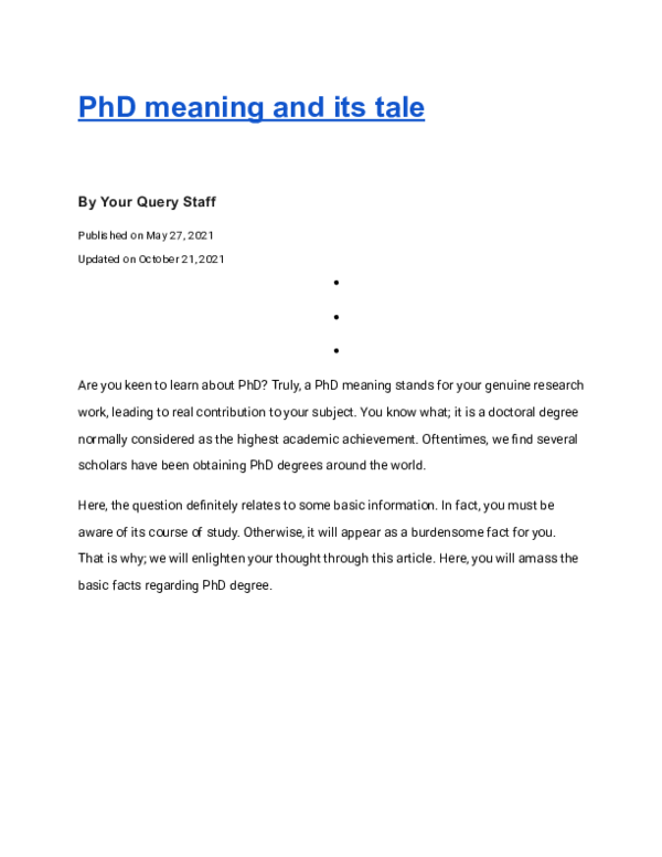 (PDF) PhD meaning and its tale