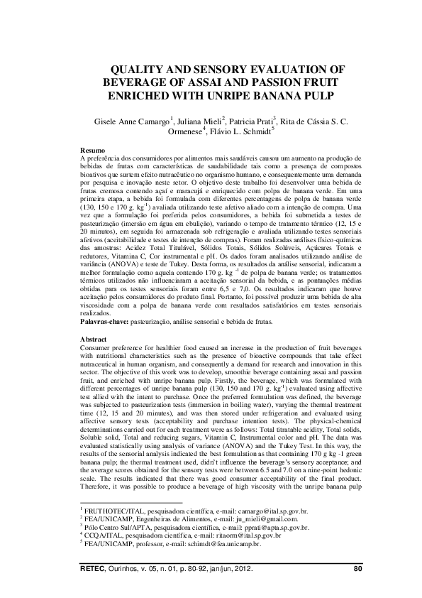 (PDF) Quality and Sensory Evaluation of Beverage of Assai and Passion ...