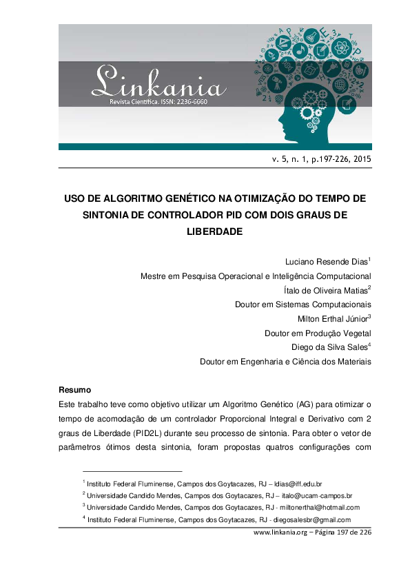 (PDF) Uso De Algoritmo Genético Na Otimização Do Tempo De Sintonia De ...