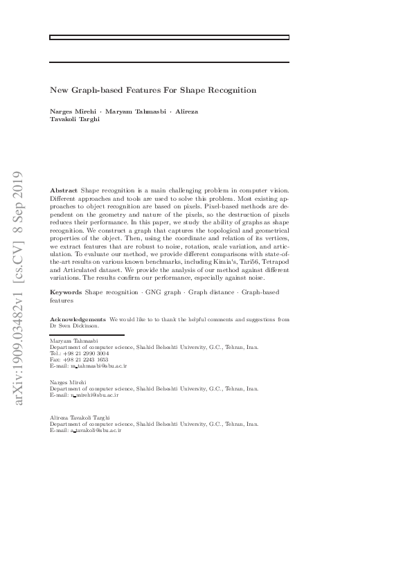 (PDF) New Graph-based Features For Shape Recognition