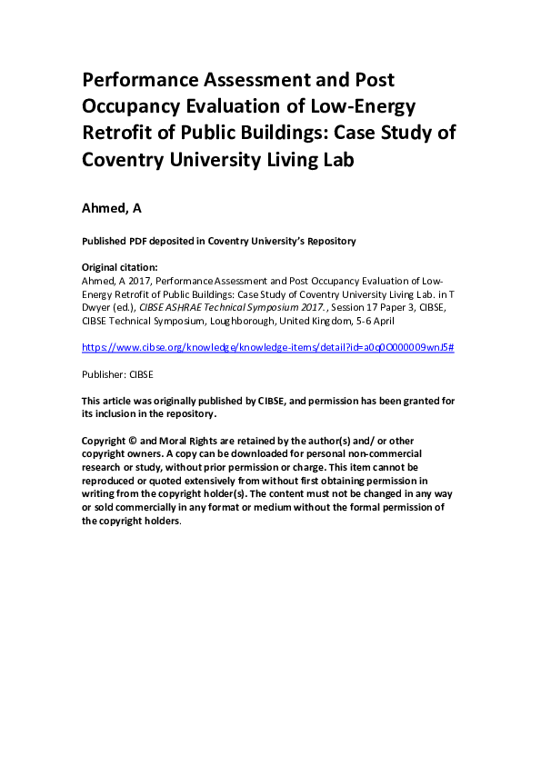 (PDF) Performance Assessment and Post Occupancy Evaluation of Low ...