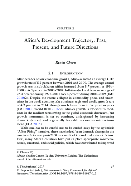 (PDF) Africa’s Development Trajectory: Past, Present, and Future Directions