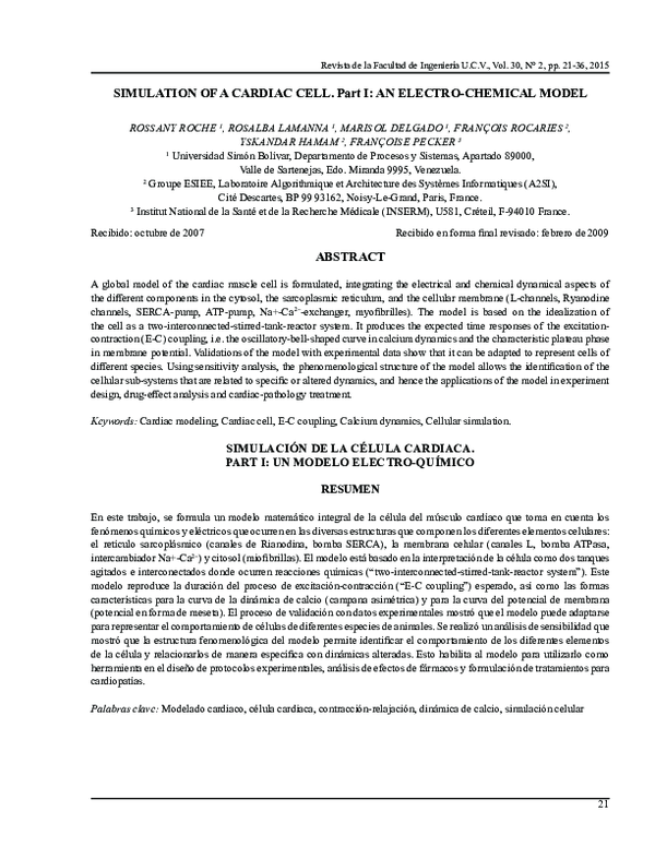 (PDF) SIMULATION OF A CARDIAC CELL. Part I: AN ELECTRO-CHEMICAL MODEL ...