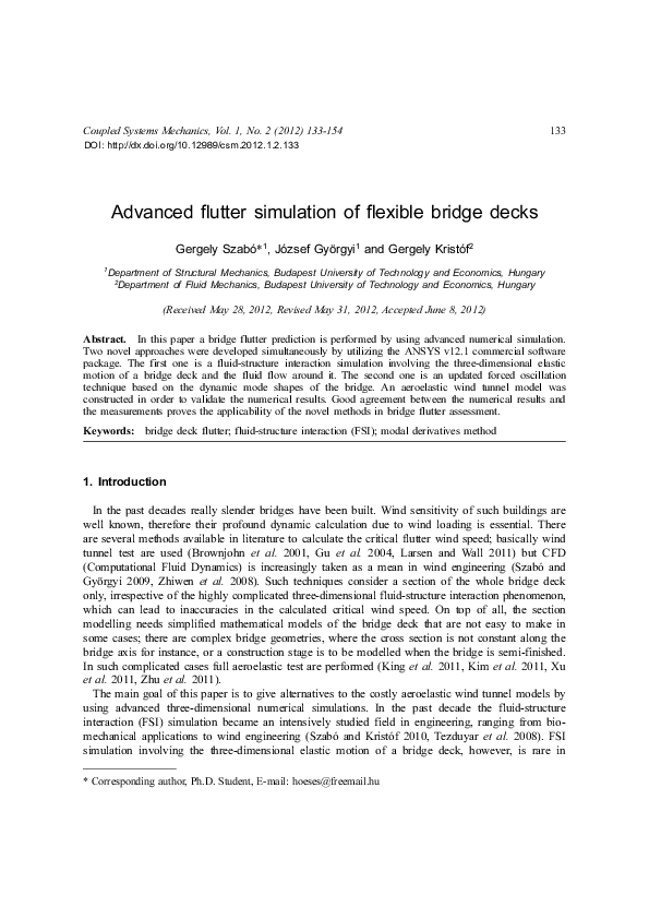 (PDF) Advanced flutter simulation of flexible bridge decks