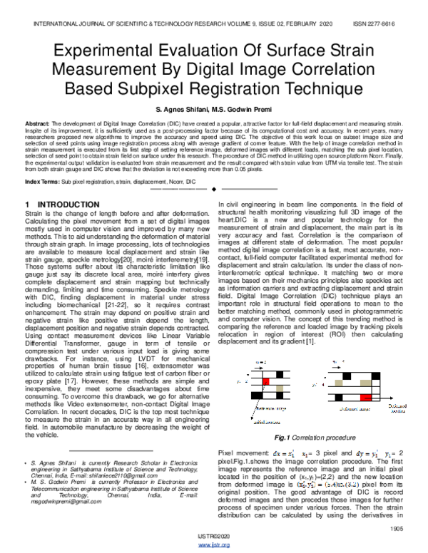 (PDF) Experimental Evaluation Of Surface Strain Measurement By Digital Image Correlation Based ...