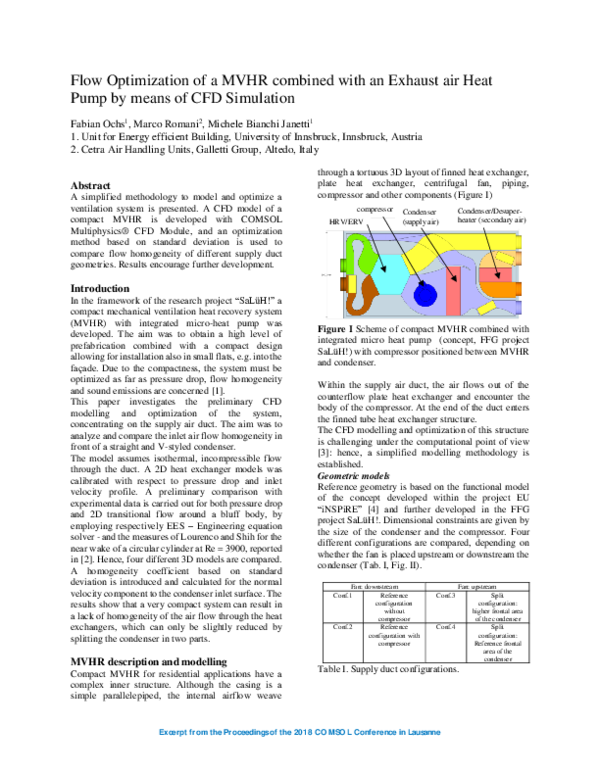 (PDF) Flow Optimization of a MVHR combined with an Exhaust air Heat ...
