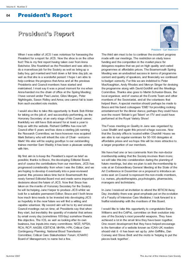 (PDF) President's Report | Carl Waldmann - Academia.edu