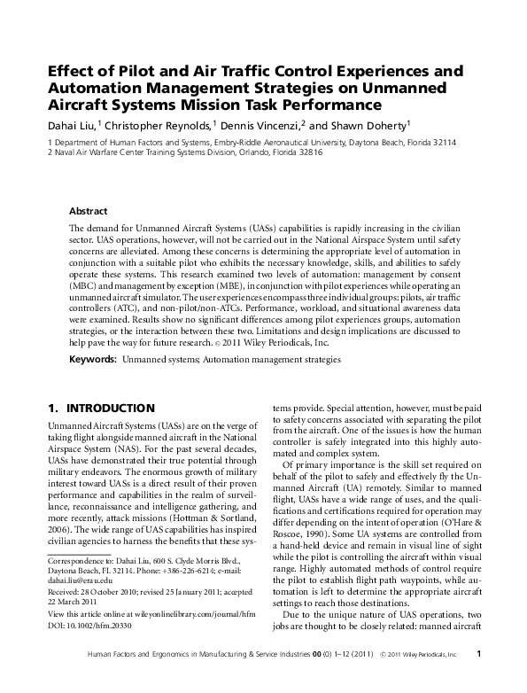(PDF) Effect of Pilot and Air Traffic Control Experiences and ...