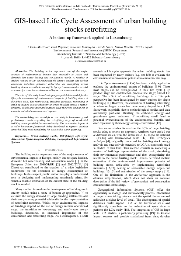 (PDF) GIS-based Life Cycle Assessment of urban building stocks ...