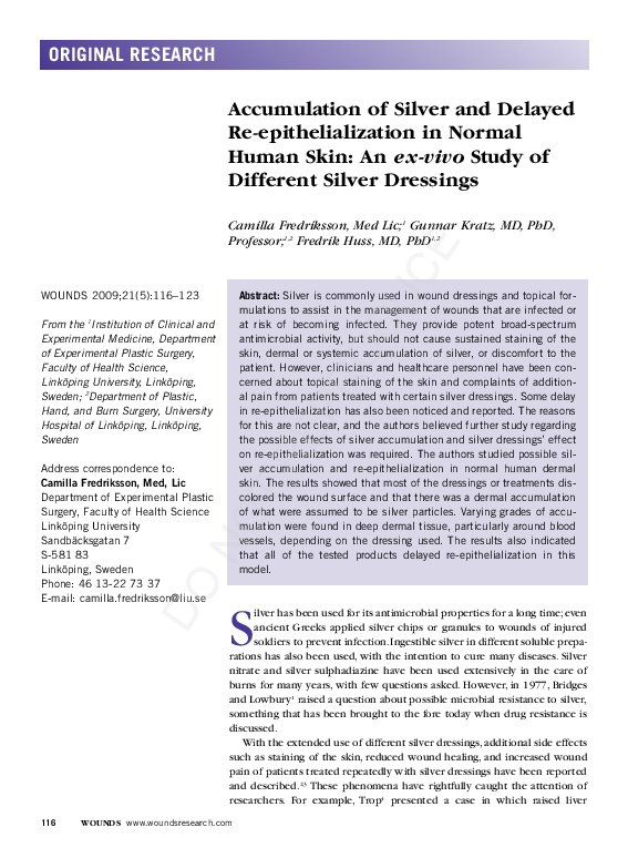 (PDF) Accumulation of Silver and Delayed Re-epithelialization in Normal ...